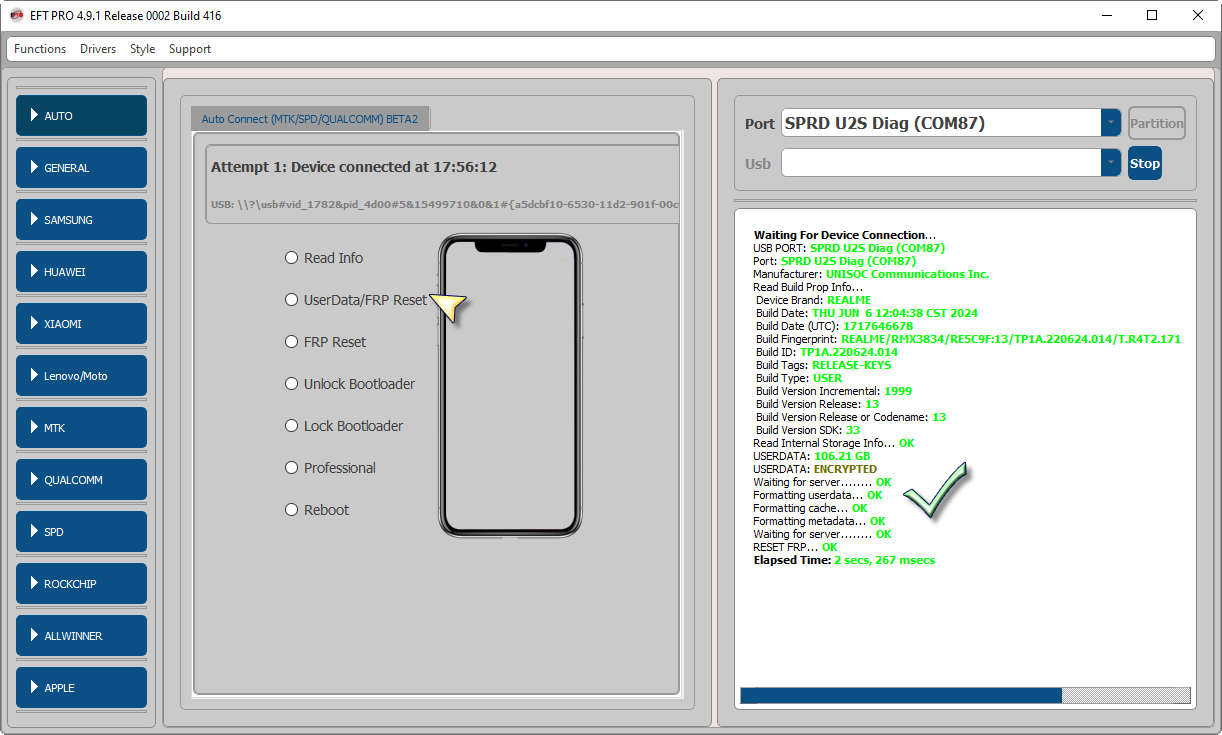 Realme Note 50 RMX3834 UserData/FRP Reset AUTO EFT Pro - GSM-Forum