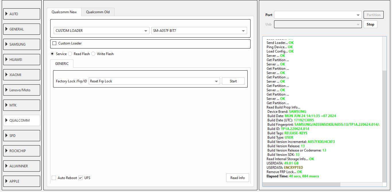 Samsung A05s (SM-A057F) FRP Reset-TestPoint EFT Pro - GSM-Forum