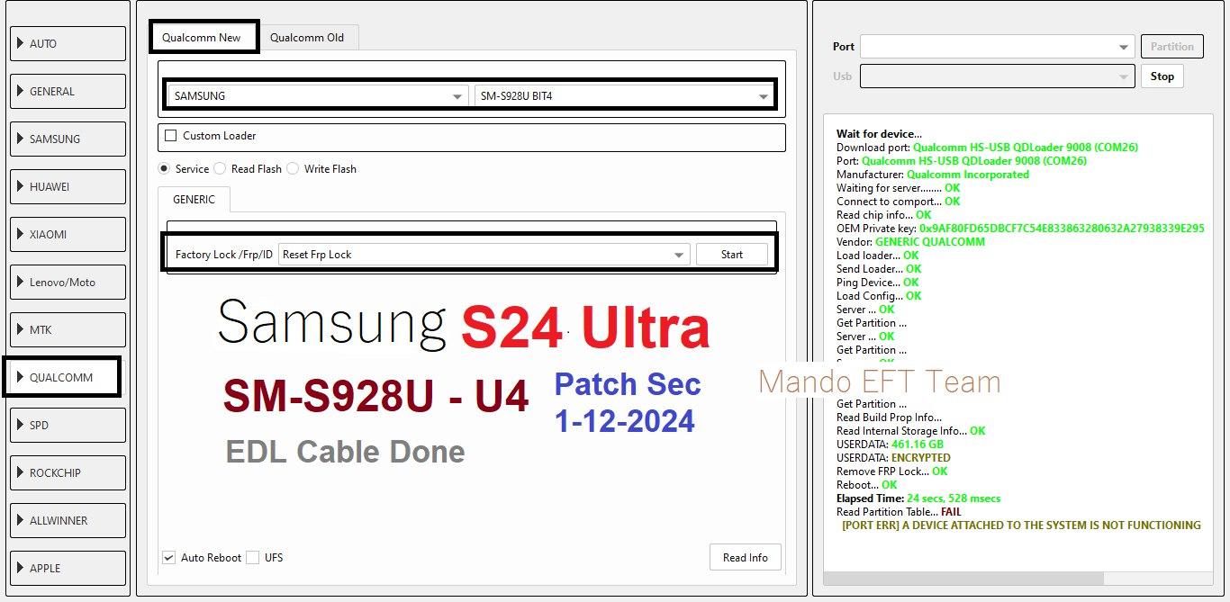 Samsung Galaxy S24 Ultra FRP Reset-EDL Mode EFT Pro - GSM-Forum