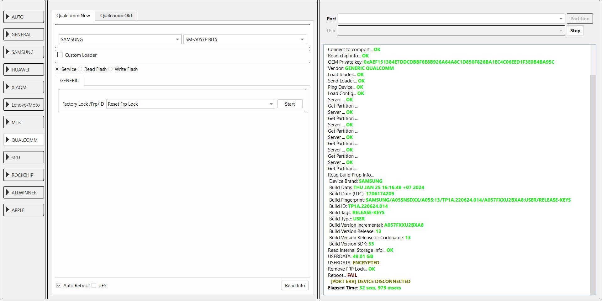 Samsung A05s (SM-A057F) FRP Reset-TestPoint EFT Pro - GSM-Forum