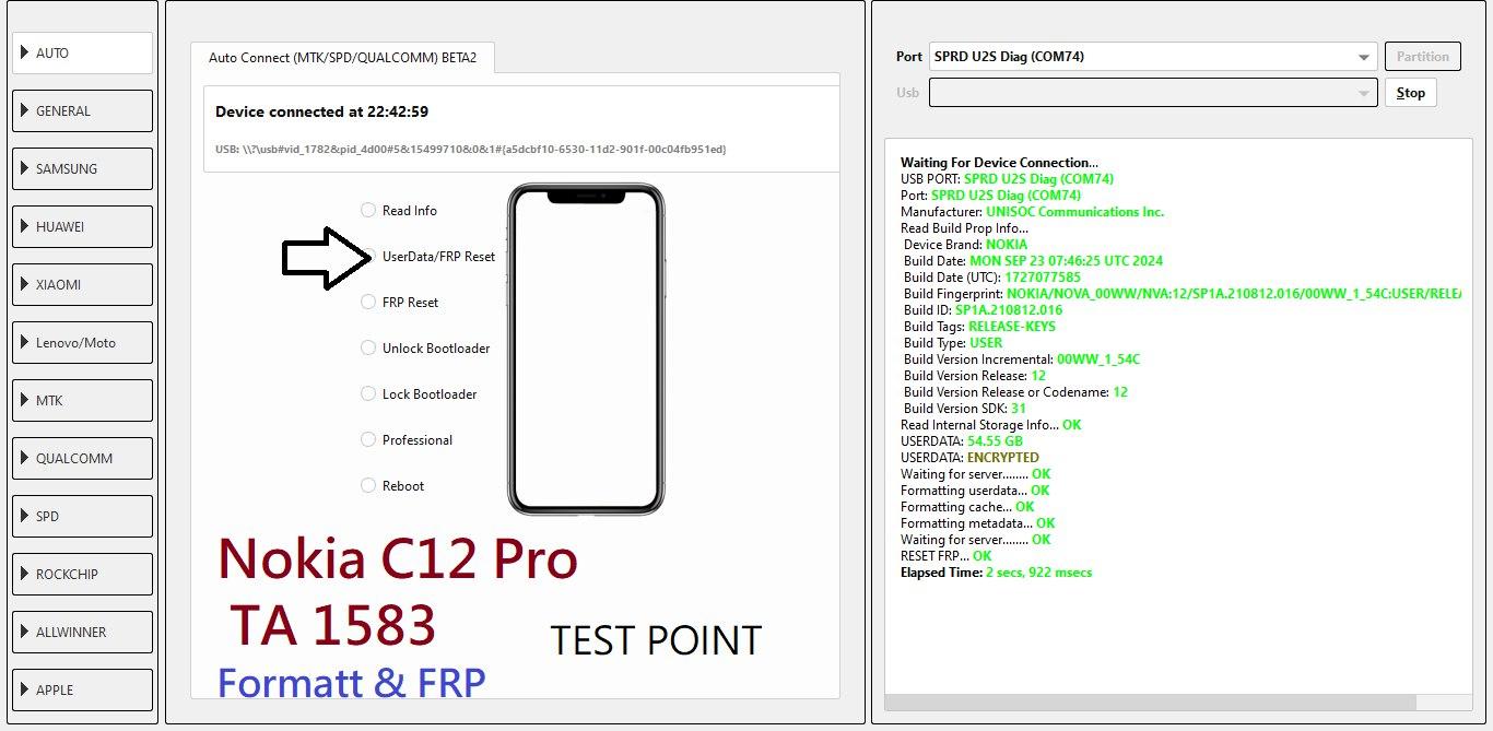 GSM-Forum - Nokia C12 Pro TA 1583 UserData/FRP Reset-AUTO Test Point ...