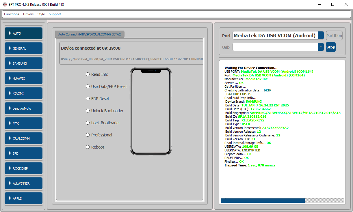 Samsung Galaxy A13 SM-A137F Reset FRP TestPoint - AUTO EFT Pro - GSM-Forum