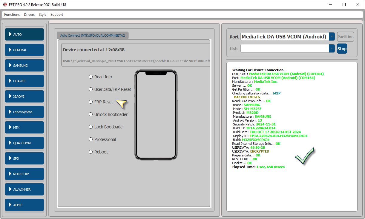 GSM-Forum - Samsung Galaxy M32 SM-M325F Reset FRP TestPoint - AUTO EFT Pro